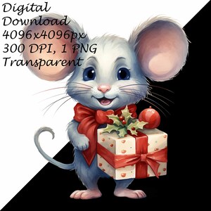 Christmas Mouse With Presents PNG Cliparts Bundle|festive Holiday ...