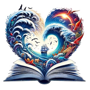 Ocean Adventure Heart-shaped Wave Art - Nautical Digital PNG Clipart ...