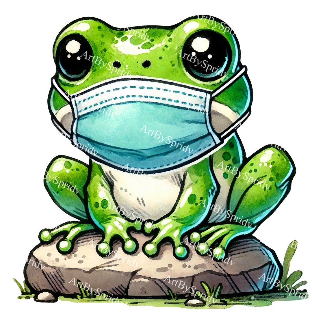 Frog With Face Mask PNG Clipart, Cute Toad for DIY Crafts, Invitations ...