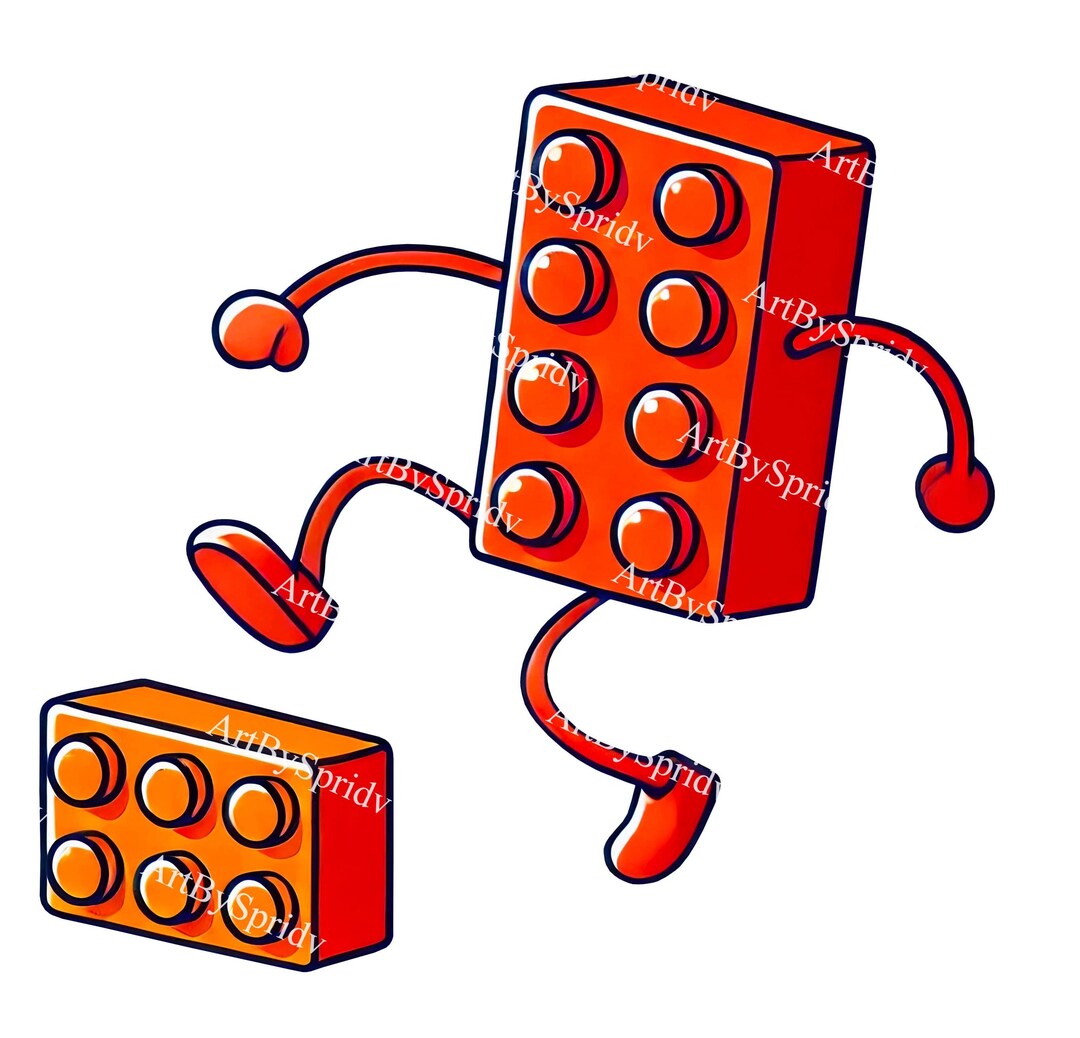Funny Cartoon Brick Character PNG, Playful Building Block Art, Toy ...