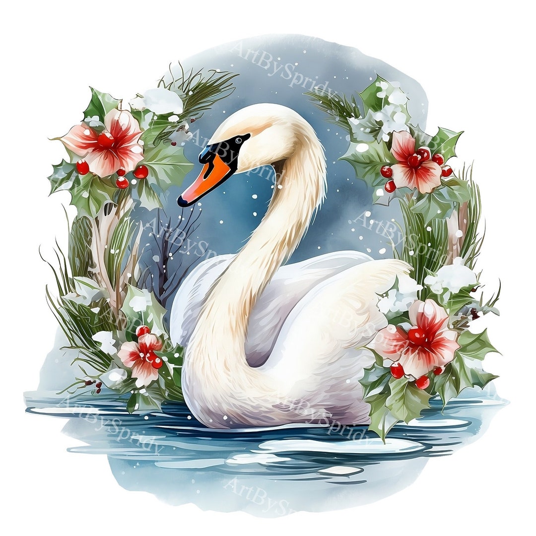 Christmas Swan PNG Clipart, Winter Holiday Decor, Festive Swan ...