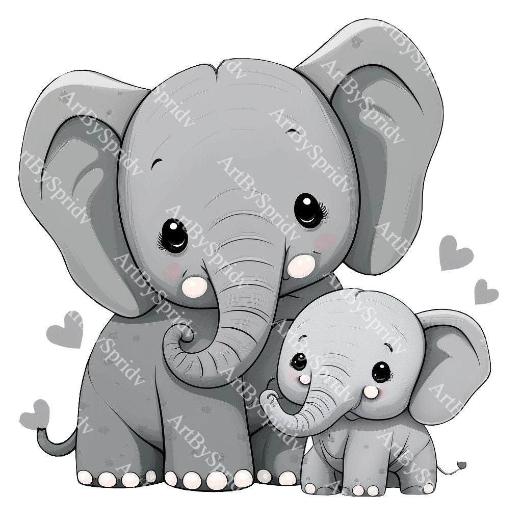 Cute Cartoon Elephant Drawing