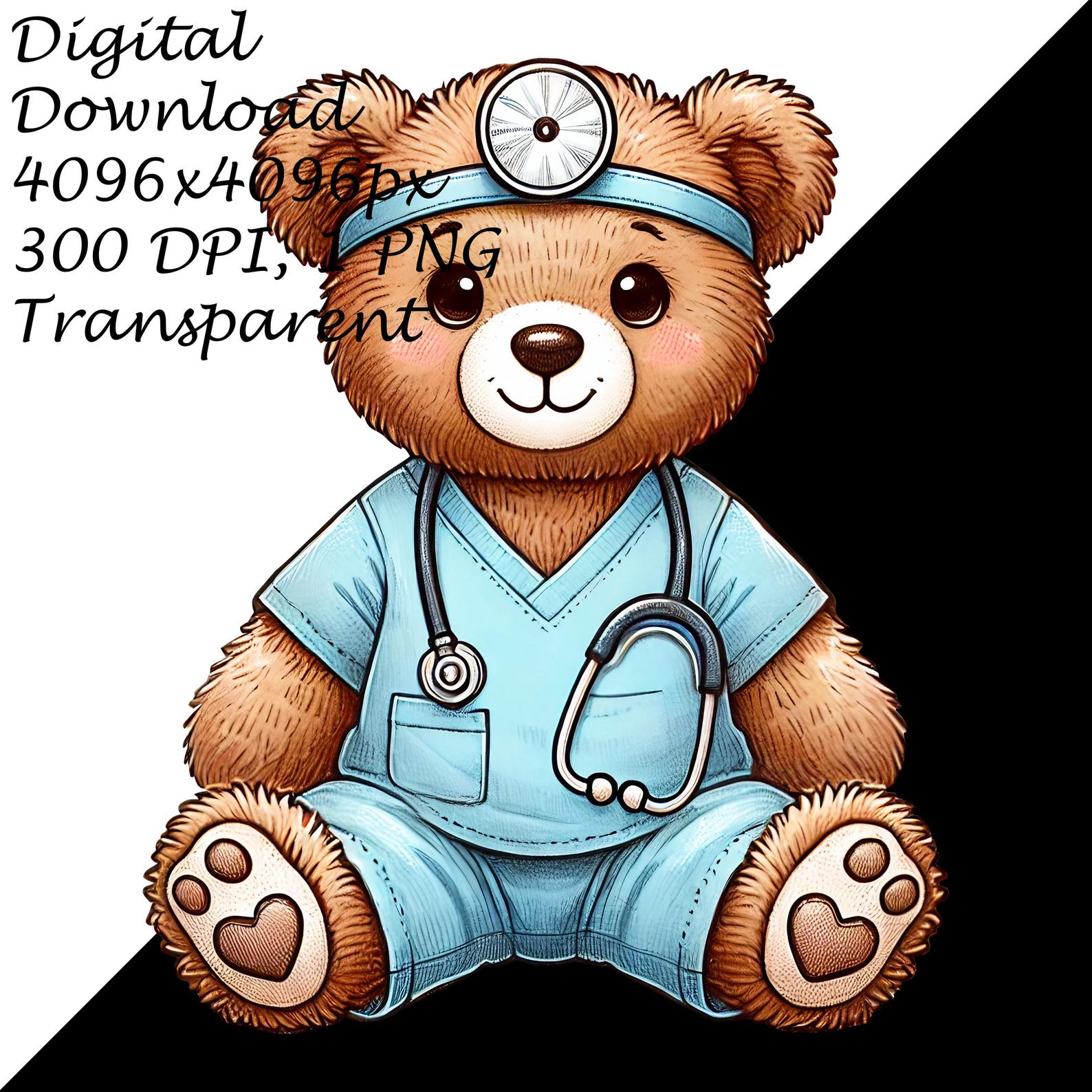 Teddy Bear Doctor PNG Clipart, Cute Medical Bear in Scrubs With ...