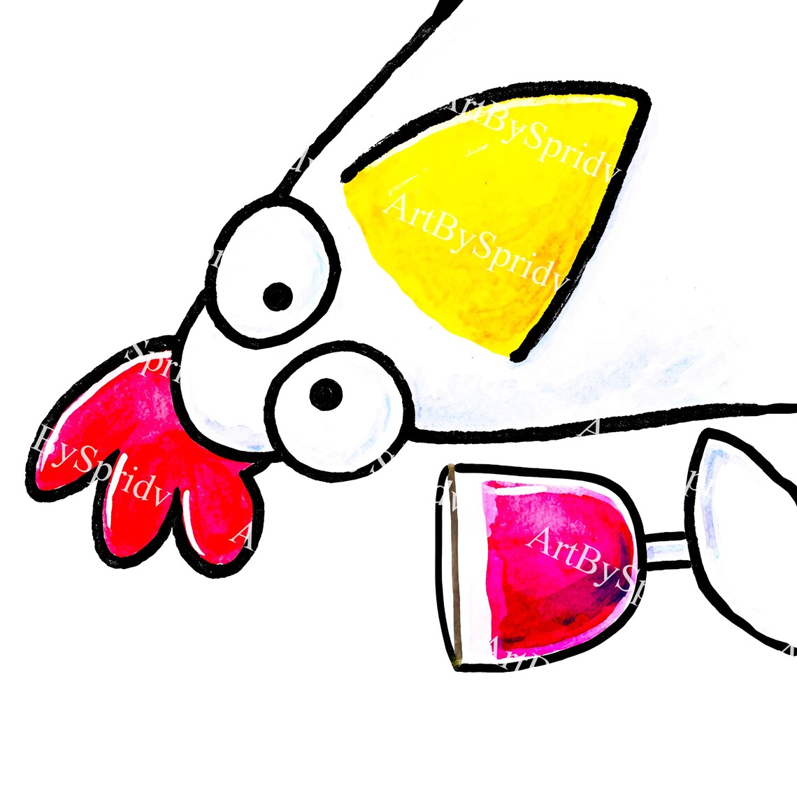Funny Chicken With Glasses PNG Clipart, Watercolor Farm Rooster Head ...