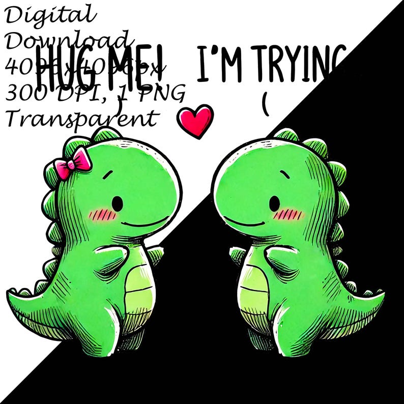 Dinosaur Hug Clipart Transparent PNG, Cute Dino Digital Download ...