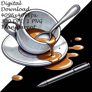 Spilled Coffee Mug PNG Clipart, Realistic Coffee Spill Illustration ...