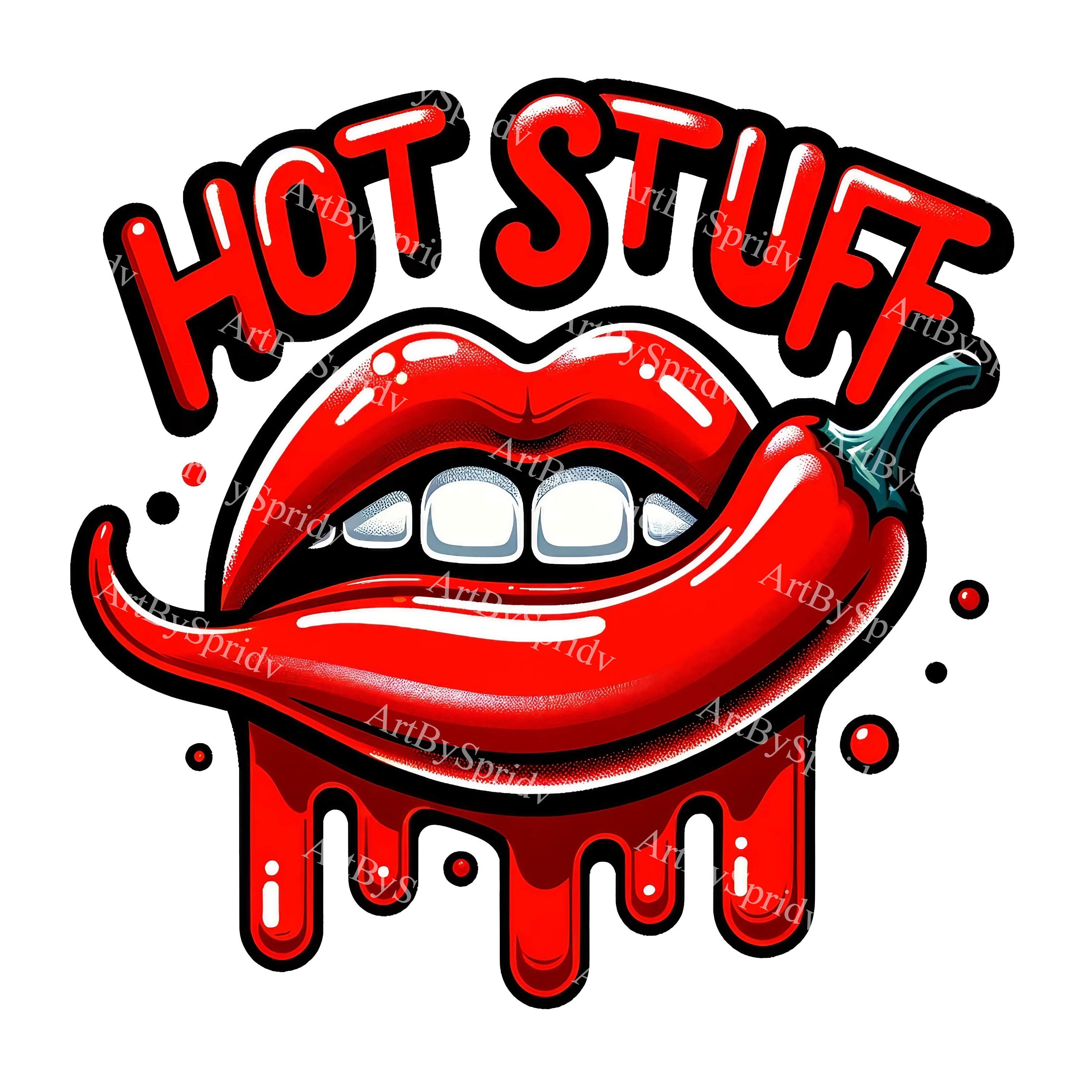 Spicy Kitchen Art Clipart Hot Red Lips Chili Pepper Graphic, Printable ...