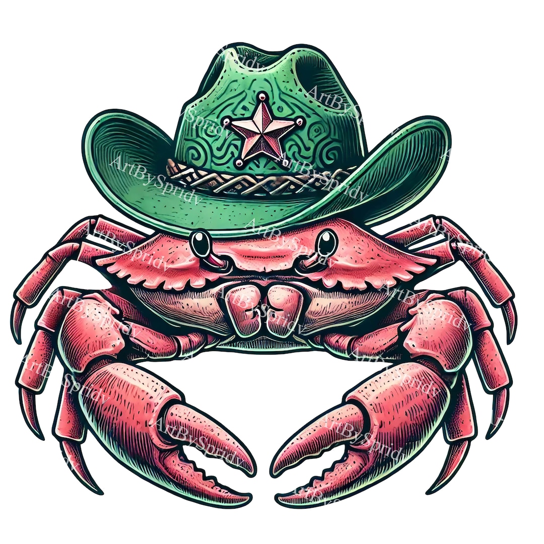 Cowboy Crab PNG Clipart, Cute Western Digital Download, Cowboy Hat Crab ...