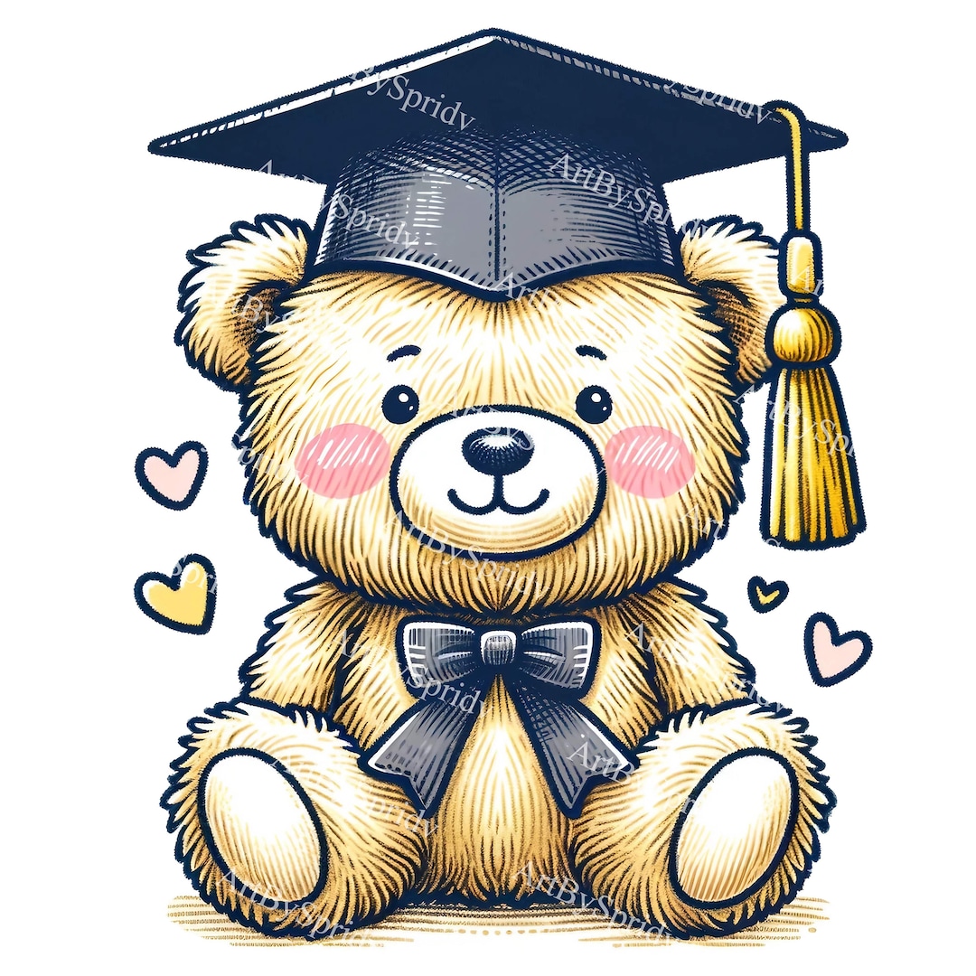 Graduation Teddy Bear With Cap & Bow PNG Clipart,cute Digital Gift Idea ...