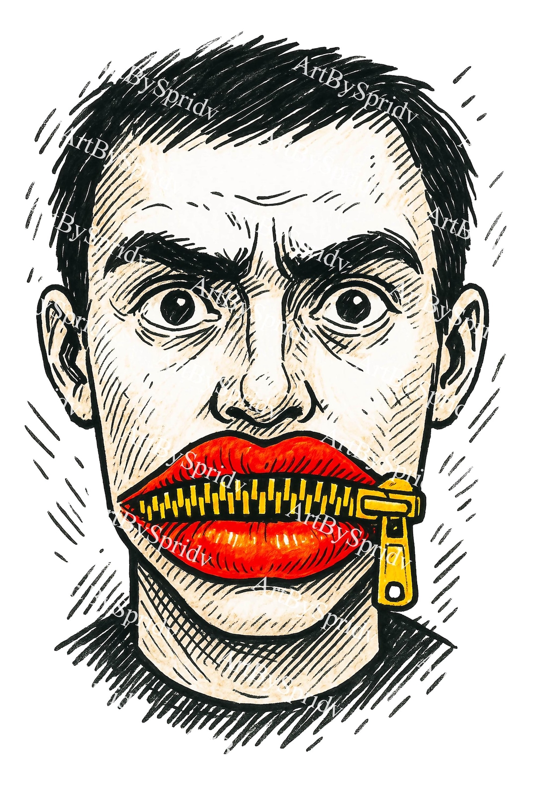 Zipper Mouth Man Transparent PNG Clipart - Hand-drawn Zipped Lips Face ...