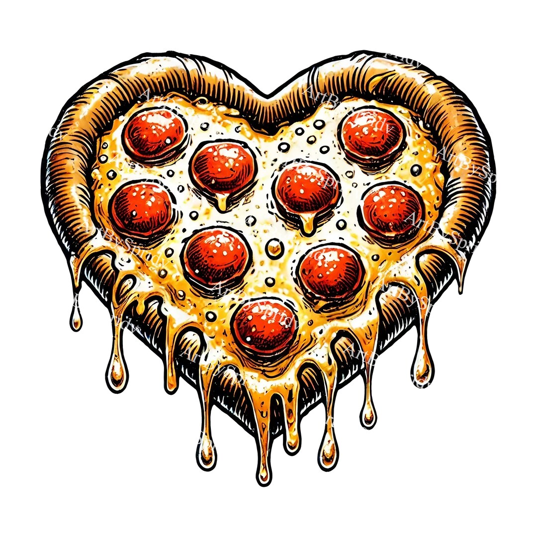 Heart-shaped Pepperoni Pizza PNG Clipart, Cheesy Valentine's Day ...
