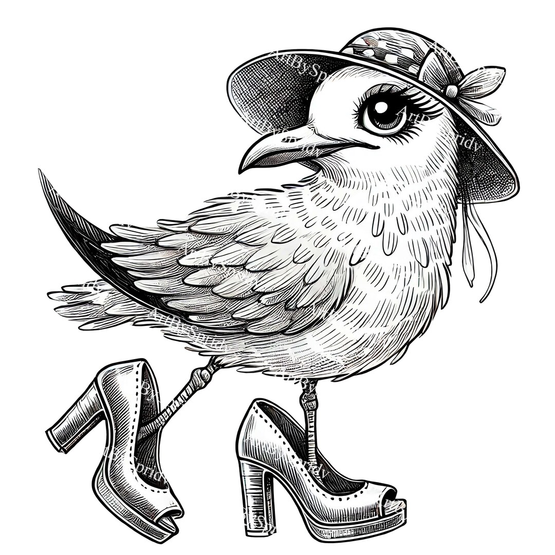 Elegant Vintage Bird in Heels PNG | Stylish Fashionable Bird Clipart ...