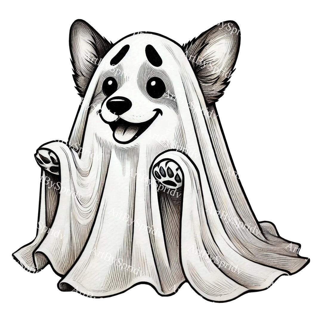 Cute Halloween Corgi Ghost PNG Clipart, Spooky Dog Illustration,pet ...