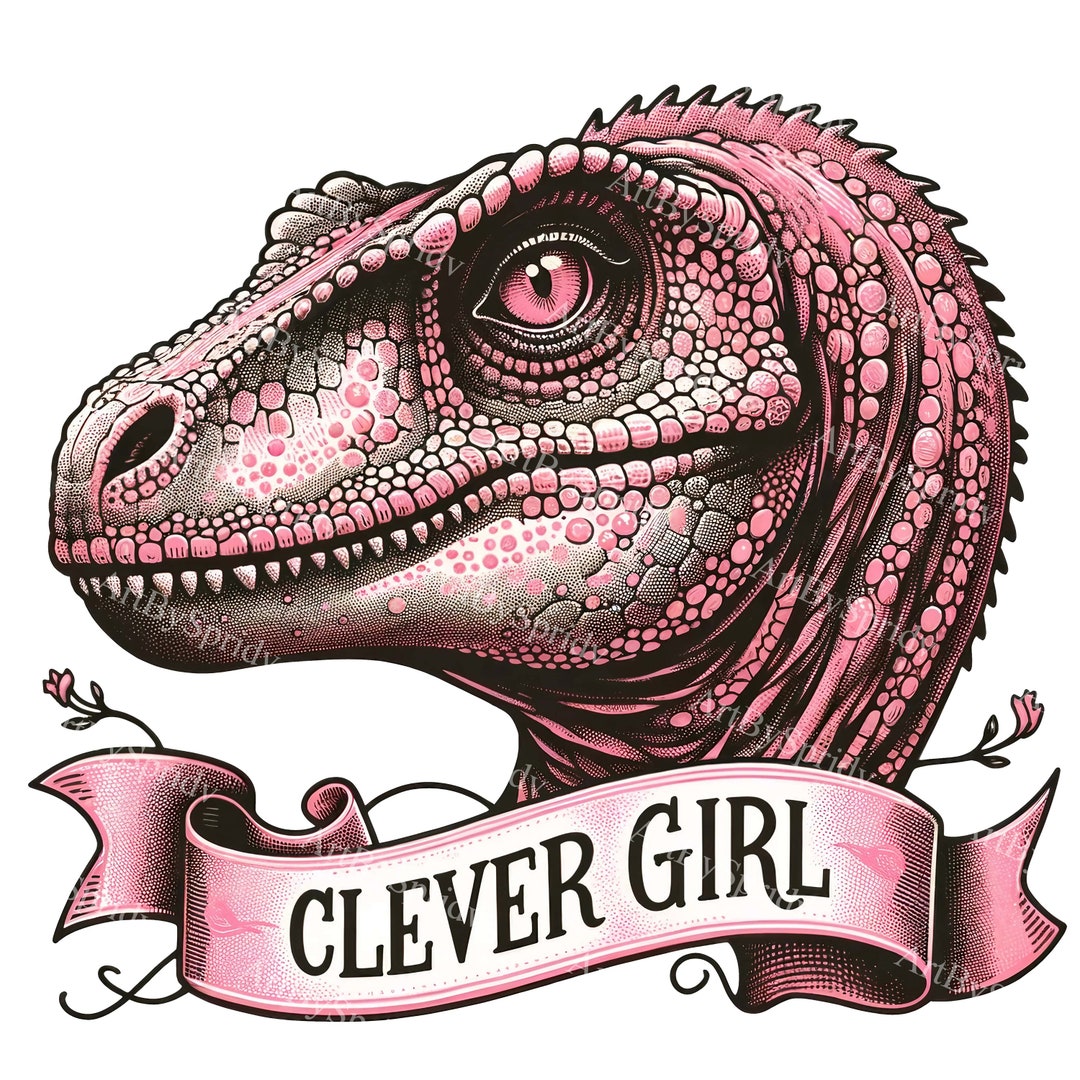 Pink Dinosaur Clipart 'clever Girl' - Dino Image for Printable ...