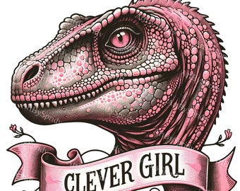 Pink Dinosaur Clipart 'clever Girl' - Dino Image for Printable ...
