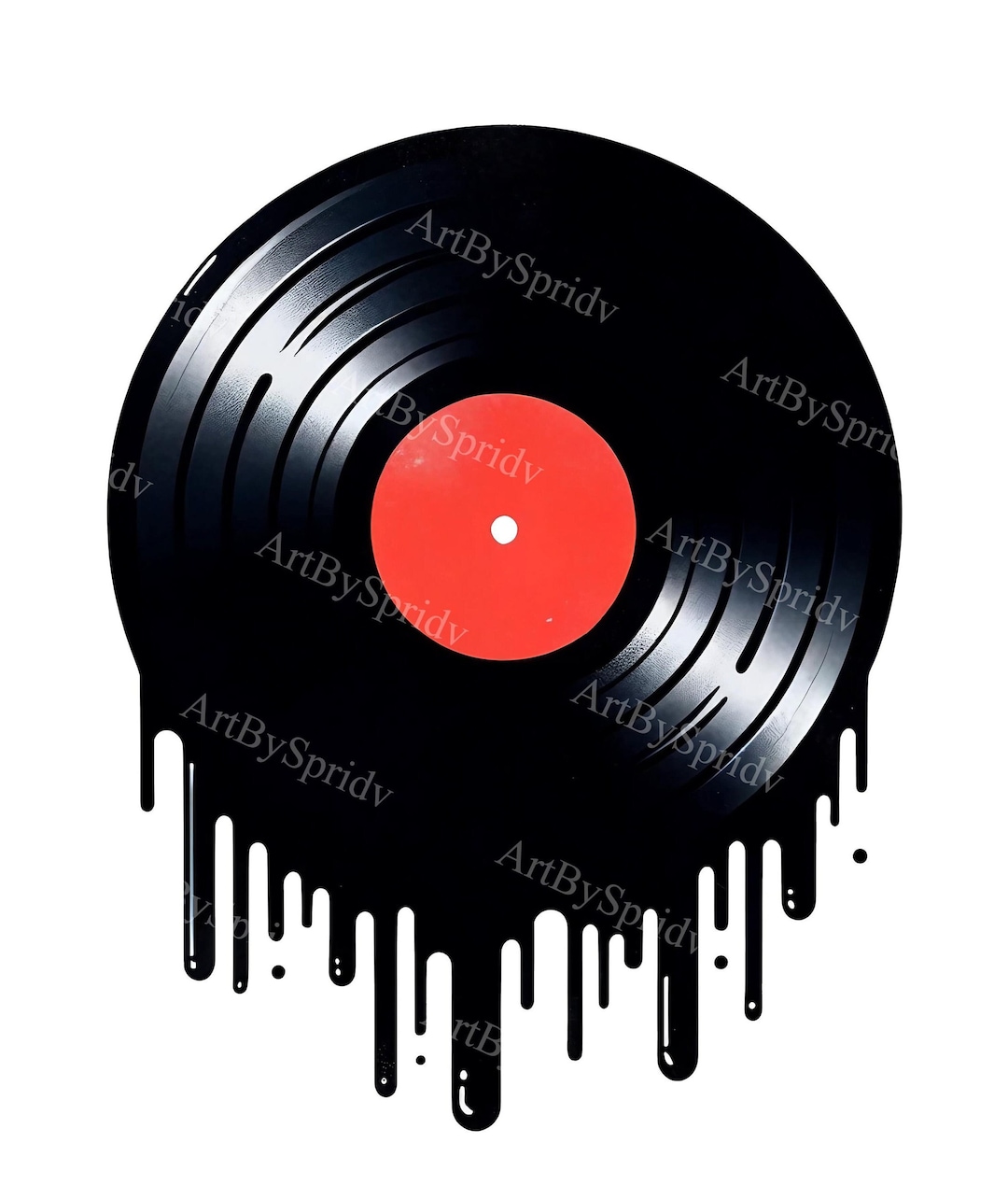 Black Vinyl Record Melting Design - Abstract PNG Clipart for DTG, T ...