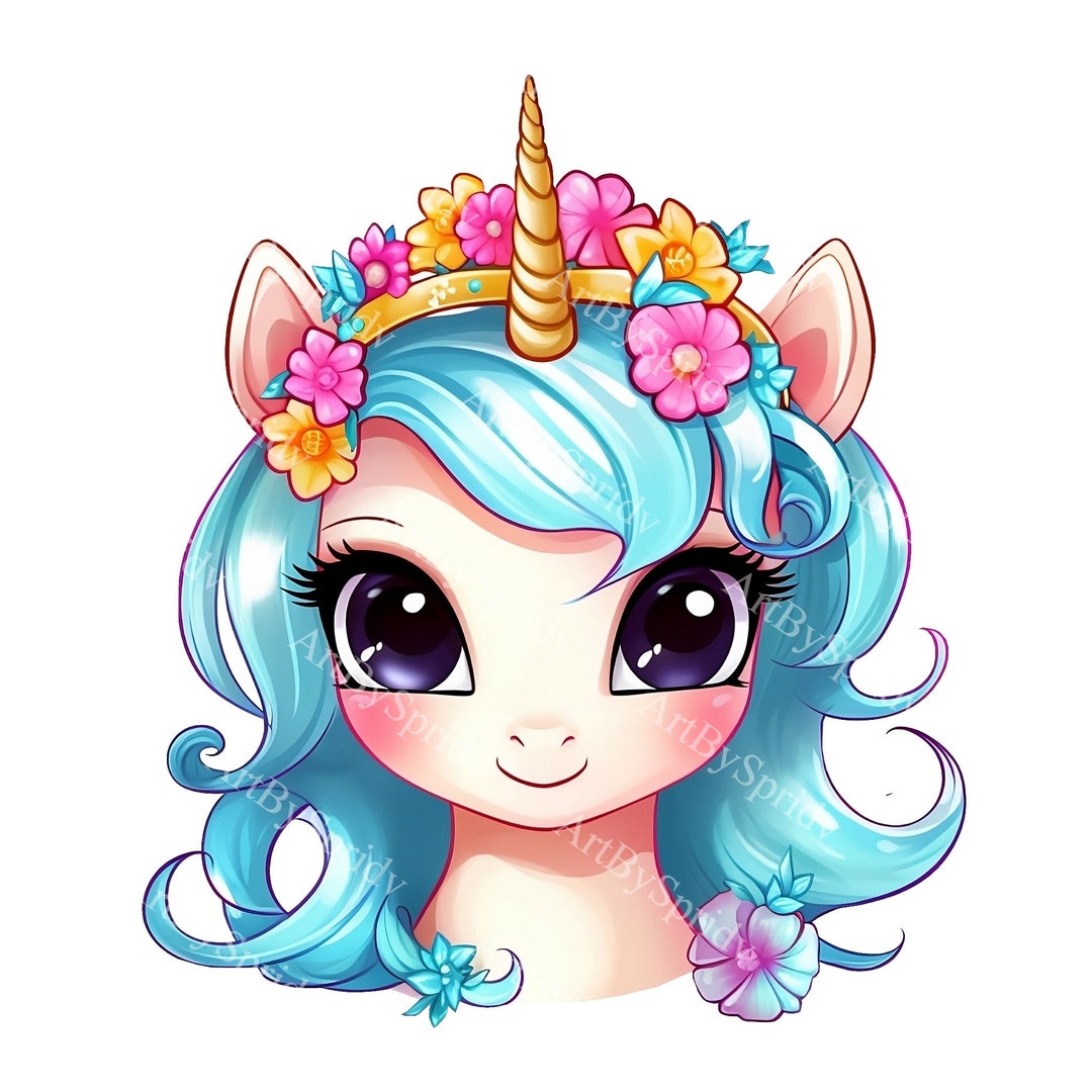 Charming Baby Unicorn Clipart | Floral Crown Magic | Printable ...