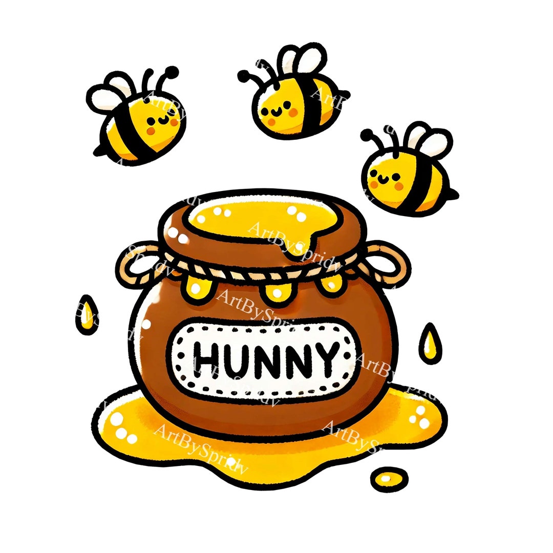 Hunny Pot With Cute Bumble Bees PNG Clipart, Honey Jar With Bees ...