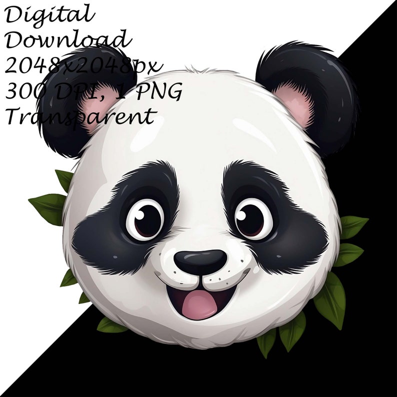Panda Face PNG Clipart, Cute Animal Illustration for Kids, Cartoon ...