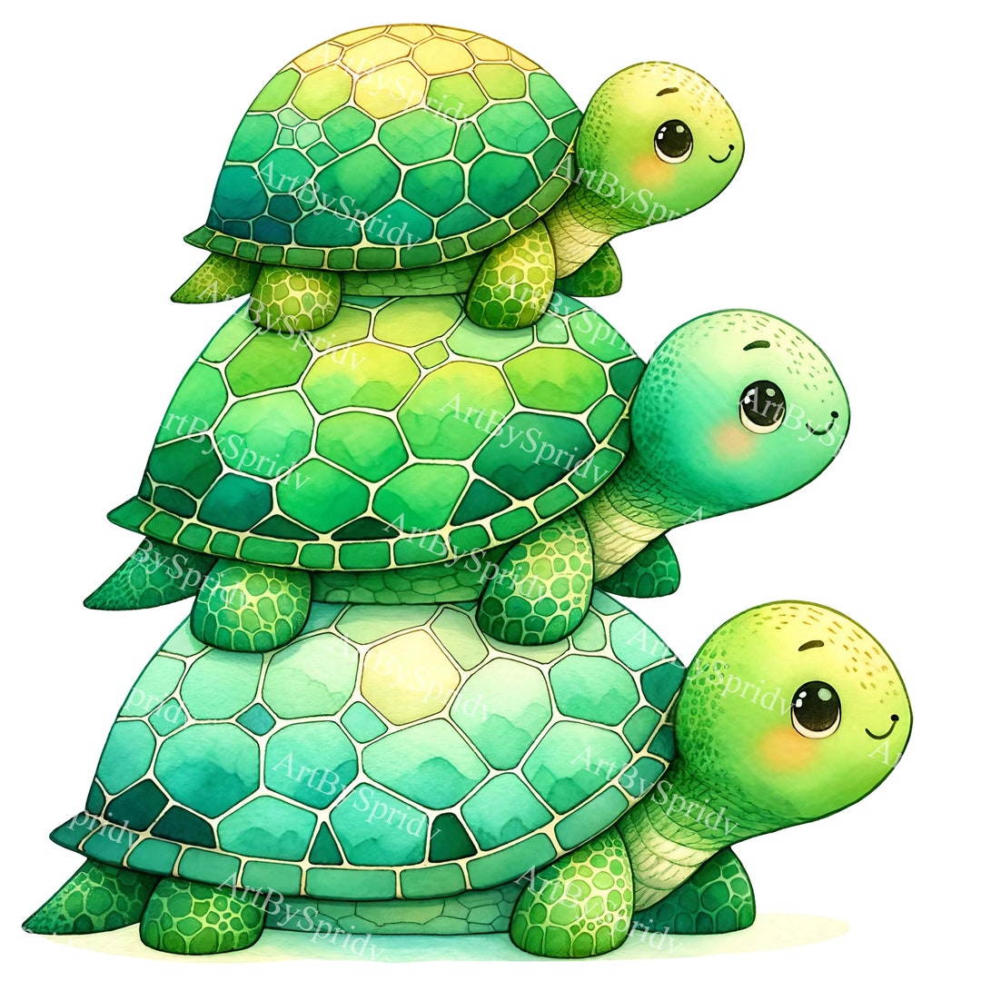 Adorable Turtle Family Clipart - Digital PNG for Sublimation ...