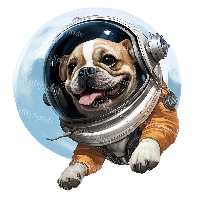 Adorable Space Dog PNG Clipart: Cartoon Astronaut Puppy in Space Suit ...