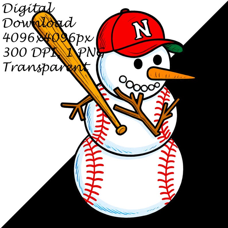 Baseball Snowman PNG Clipart - Christmas Sports Snowman With Bat ...