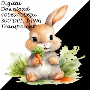 Watercolor Bunny Clipart Set | 4 High-quality Transparent PNG Rabbit ...