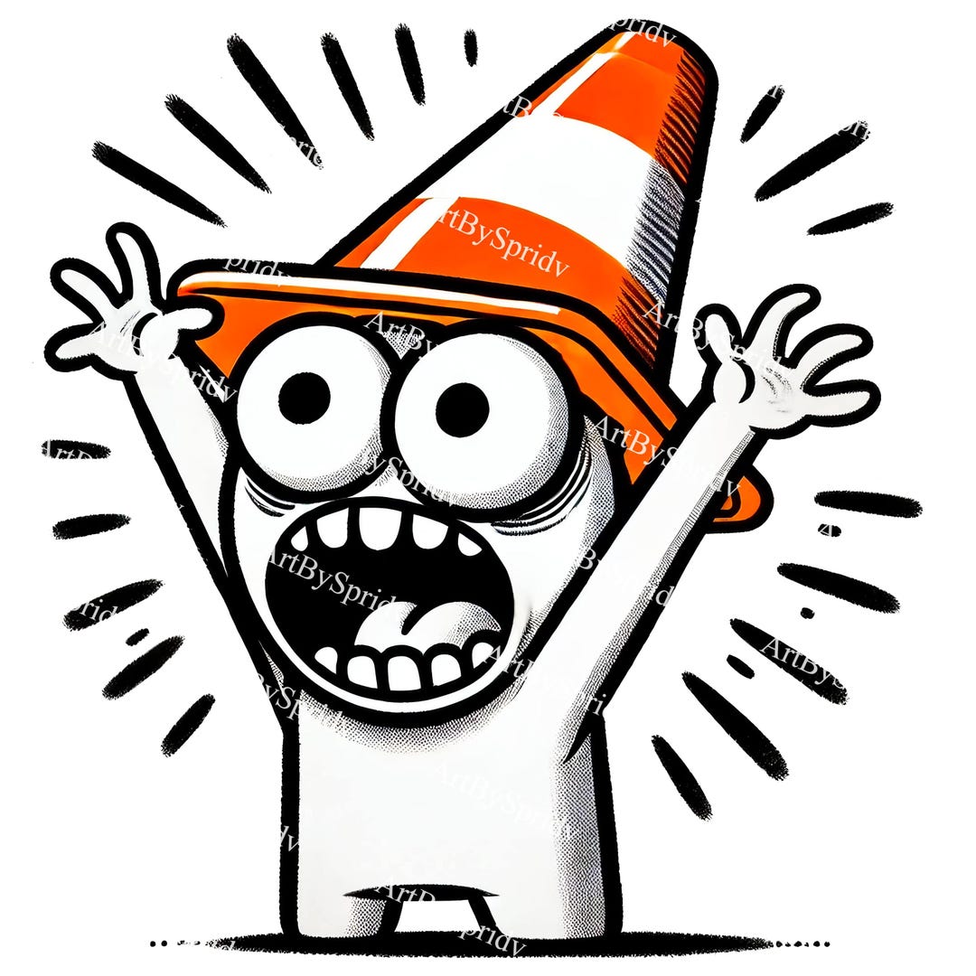 Funny Traffic Cone Character Clipart,screaming Cartoon Transparent Png ...