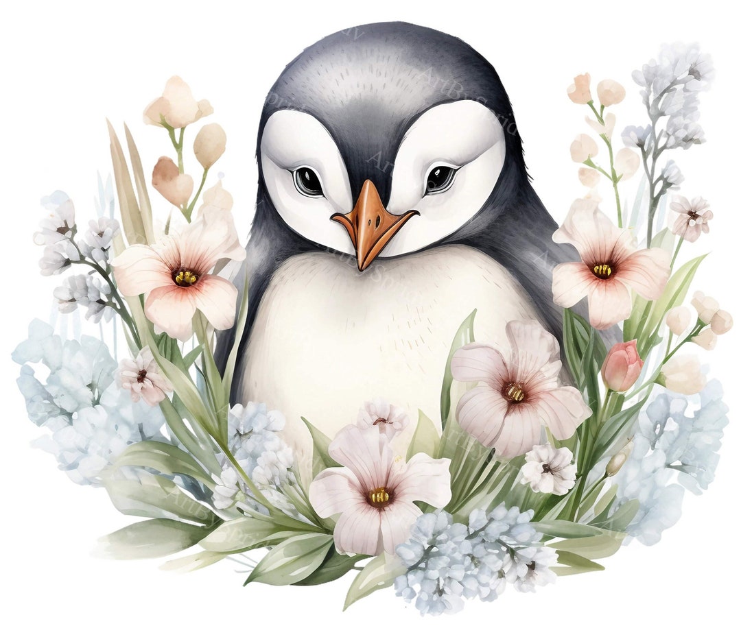 Penguin and Snowdrop Flowers PNG Clipart Set, 4-PCS Transparent Clip ...