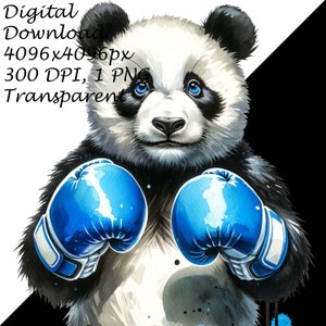 Boxing Panda With Oversized Gloves Clipart - Digital PNG for DTG, T-shirts, Mugs, Tumblers ...