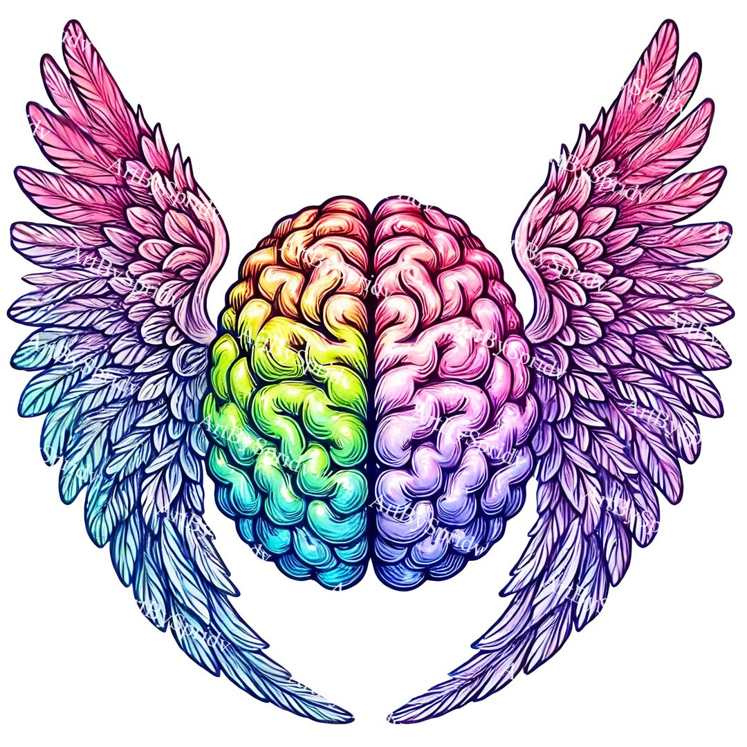 Rainbow Brain With Wings Clipart, Transparent PNG Digital Clip Art ...