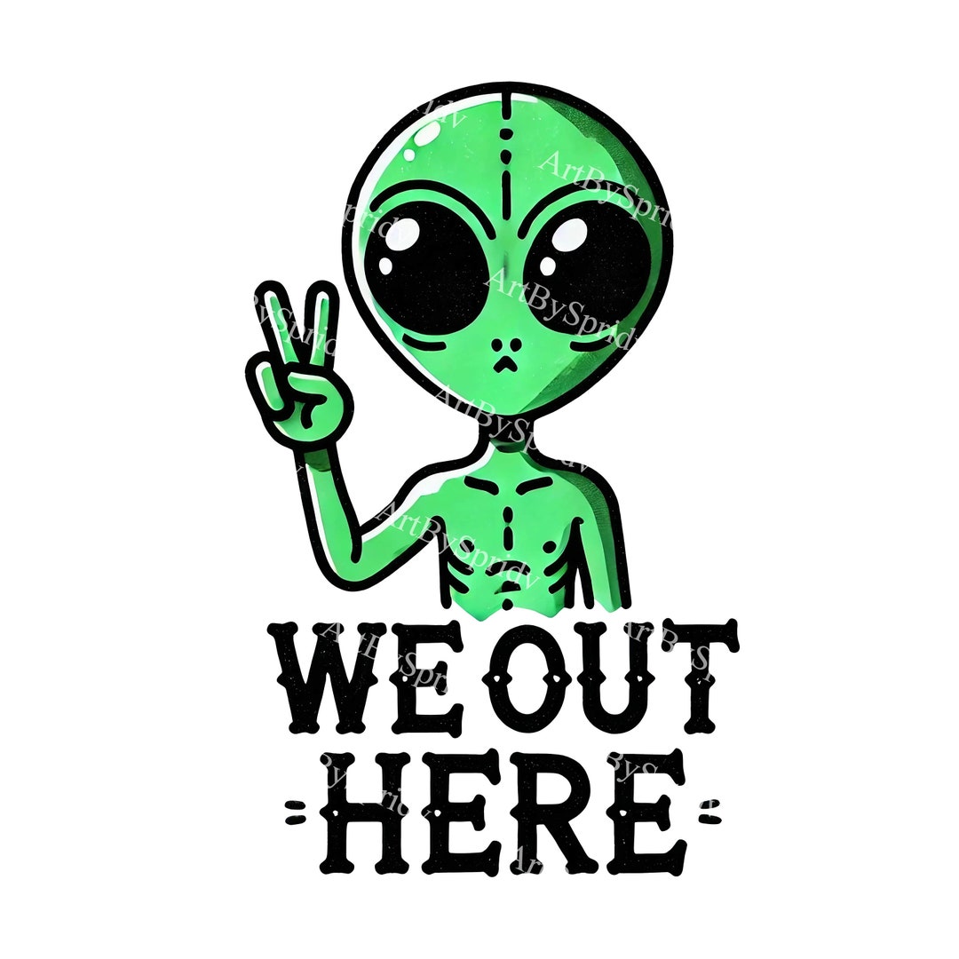 Green Alien Download PNG Clipart, Cute Illustration, Peace Sign Space ...
