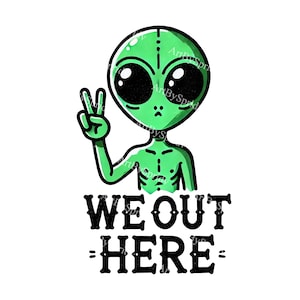 Green Alien Download PNG Clipart, Cute Illustration, Peace Sign Space ...