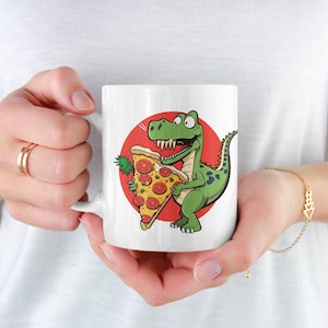 Funky T-rex Dinosaur Eating Pizza Slice - Digital Clipart for Printable ...