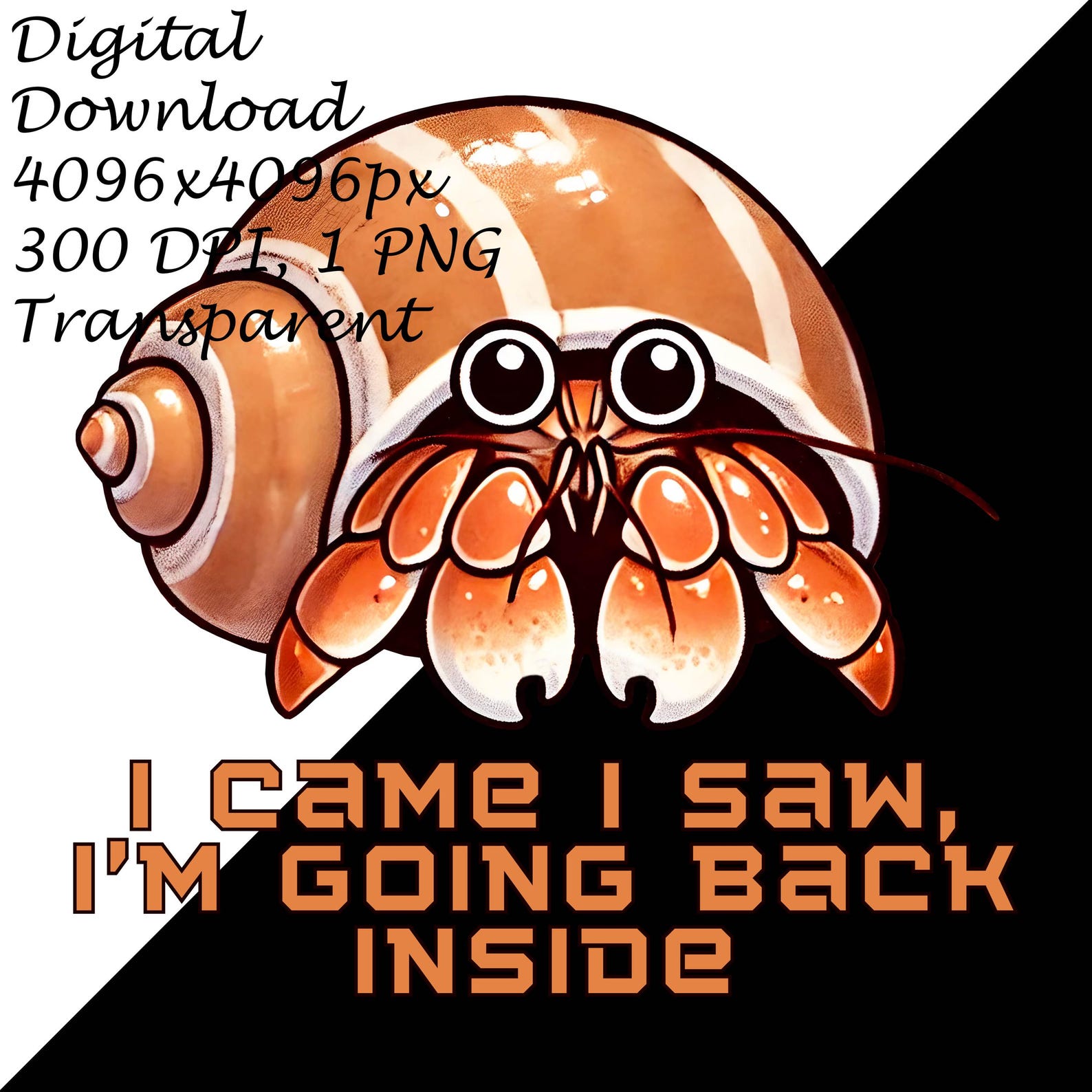 Funny Hermit Crab Introvert Clipart - Shy Crab With Quote PNG - Cute ...
