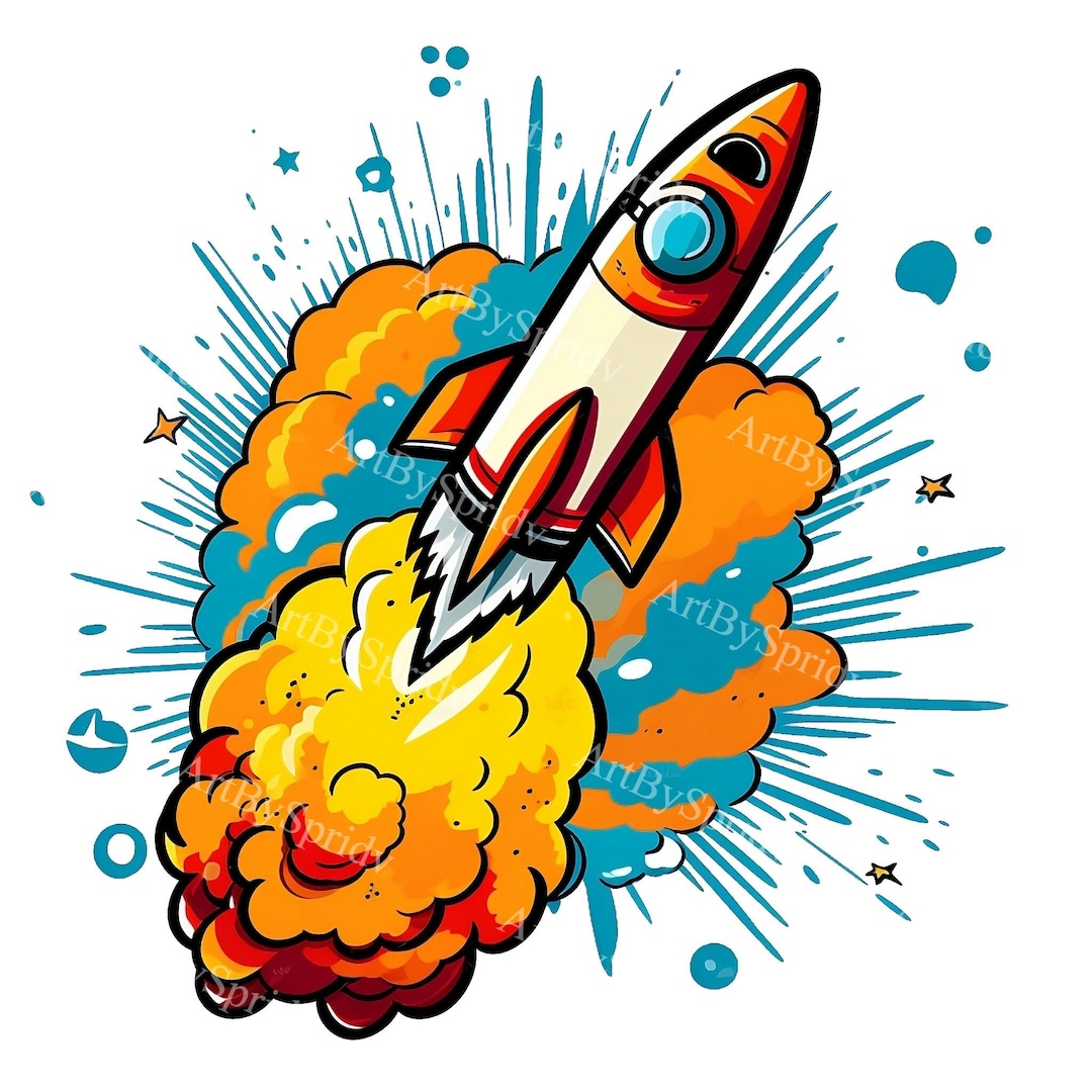 Rocket Blasting off PNG Clipart, Outer Space Adventure, Cartoon Rocket ...
