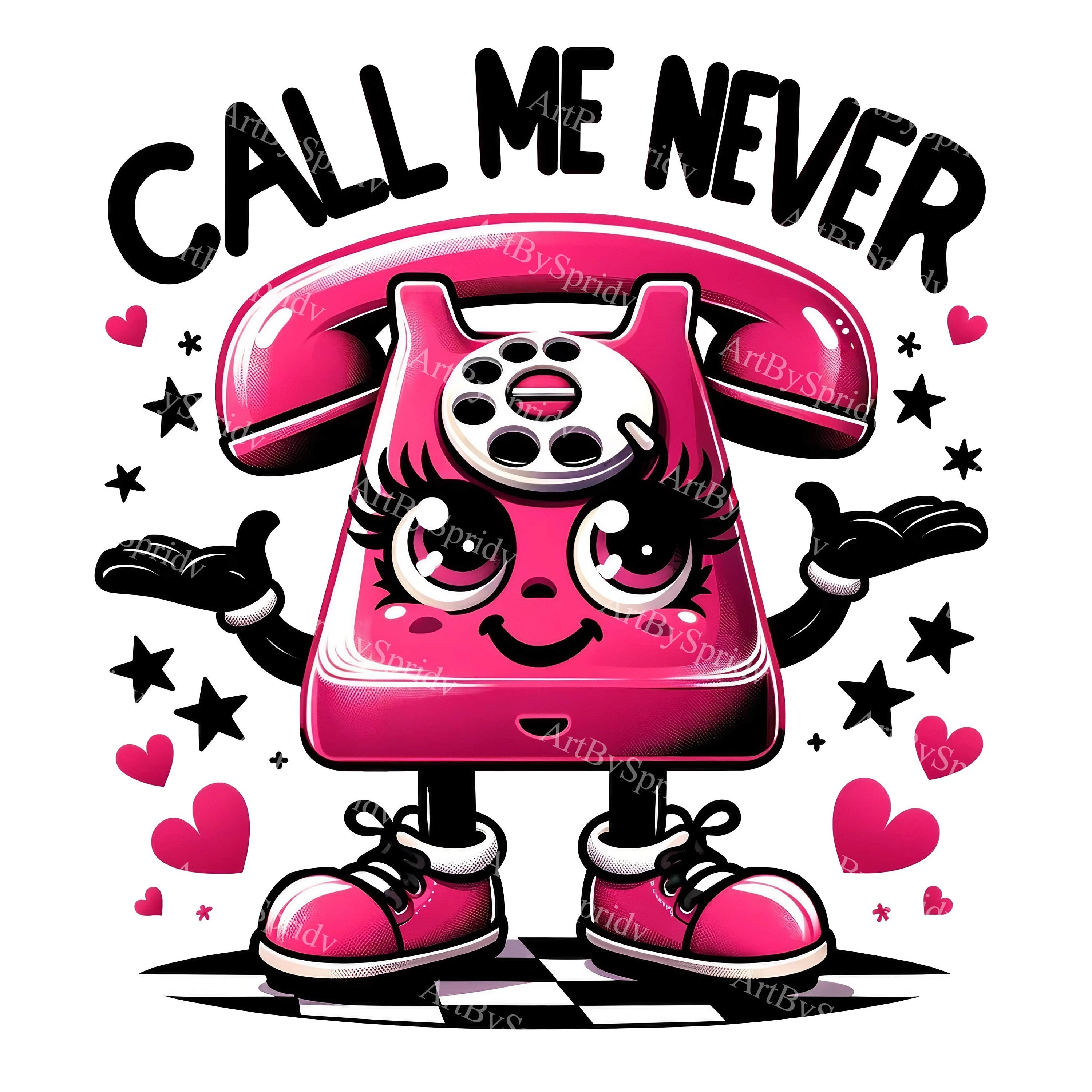 Vintage Telephone Character PNG Clipart 'call Me - Etsy