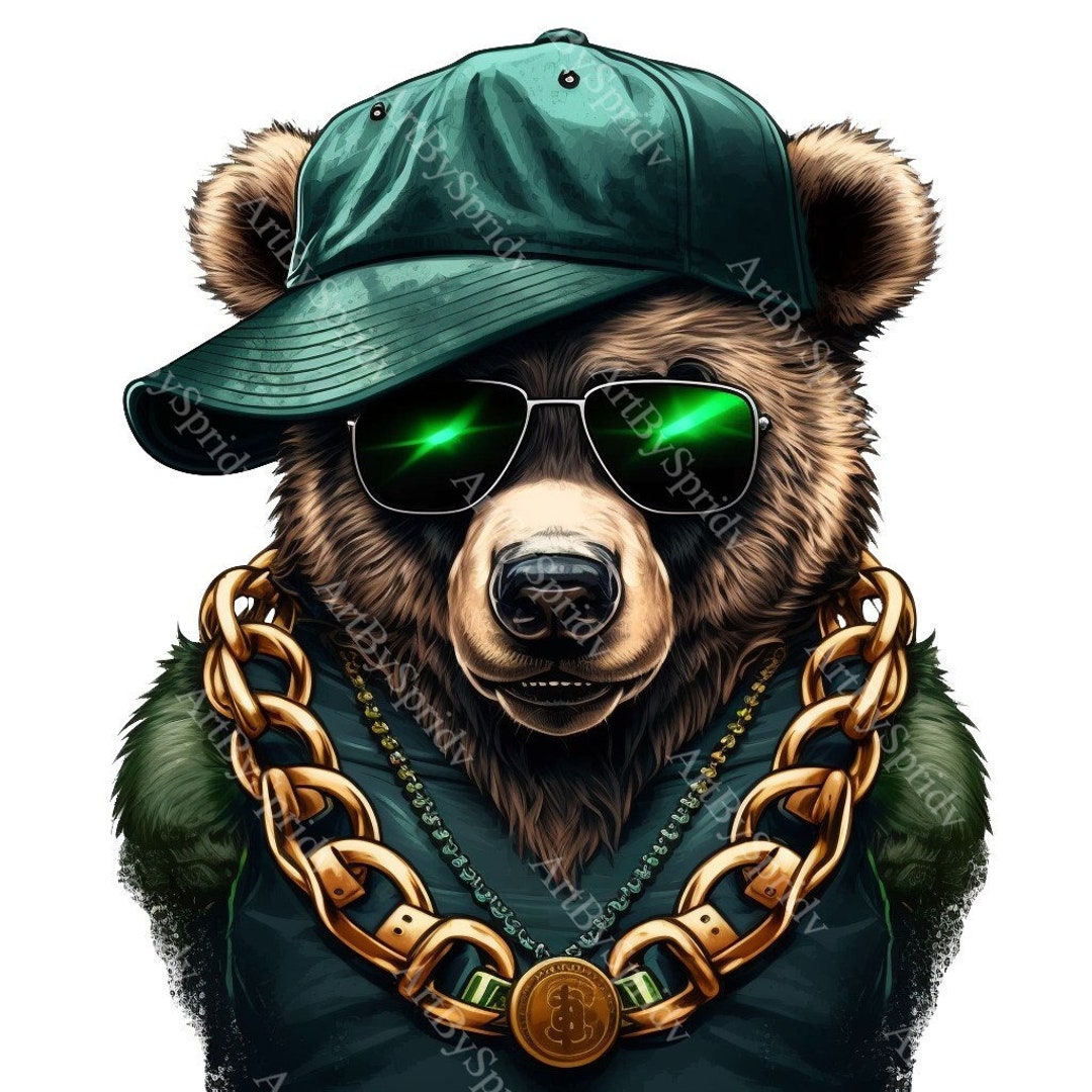 Cute Hipster Rap Teddy Bear PNG Transparent Animal Clipart for Kids ...