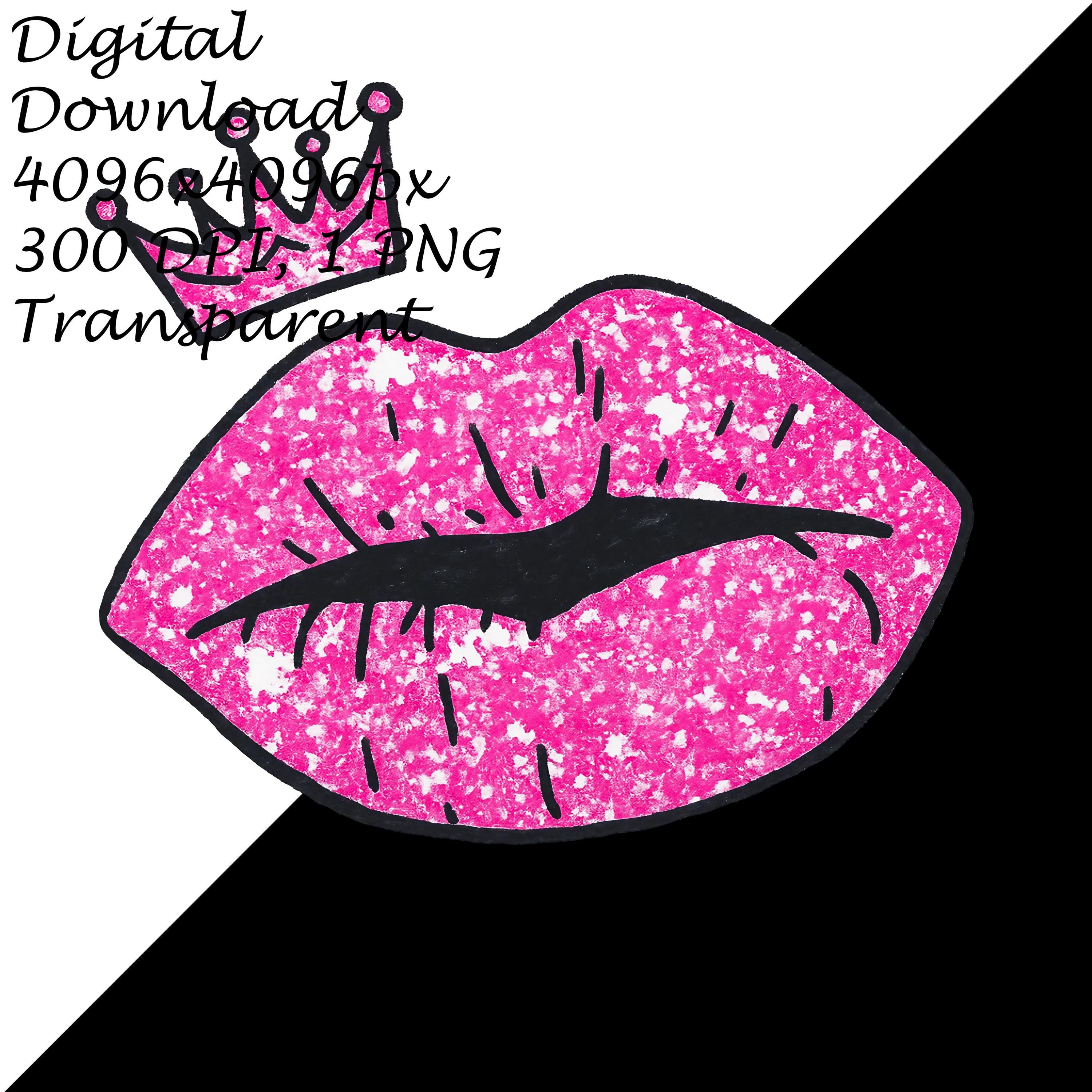 Pink Glitter Lips With Crown Transparent PNG Clipart - Glam Sparkle ...