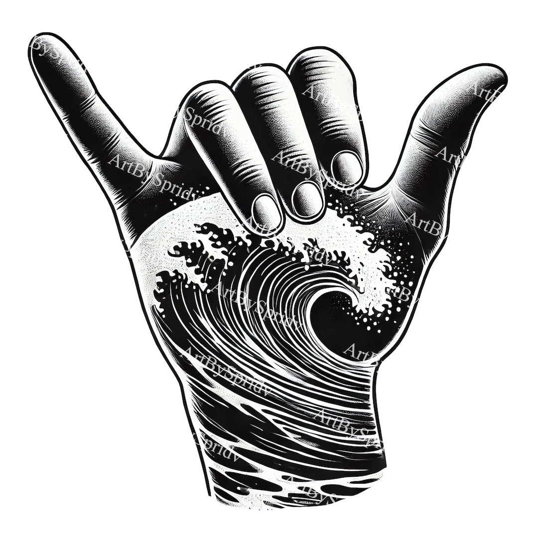 Shaka Hand Gesture PNG Clipart,hang Loose Wave Clip Art,surfer Shaka ...