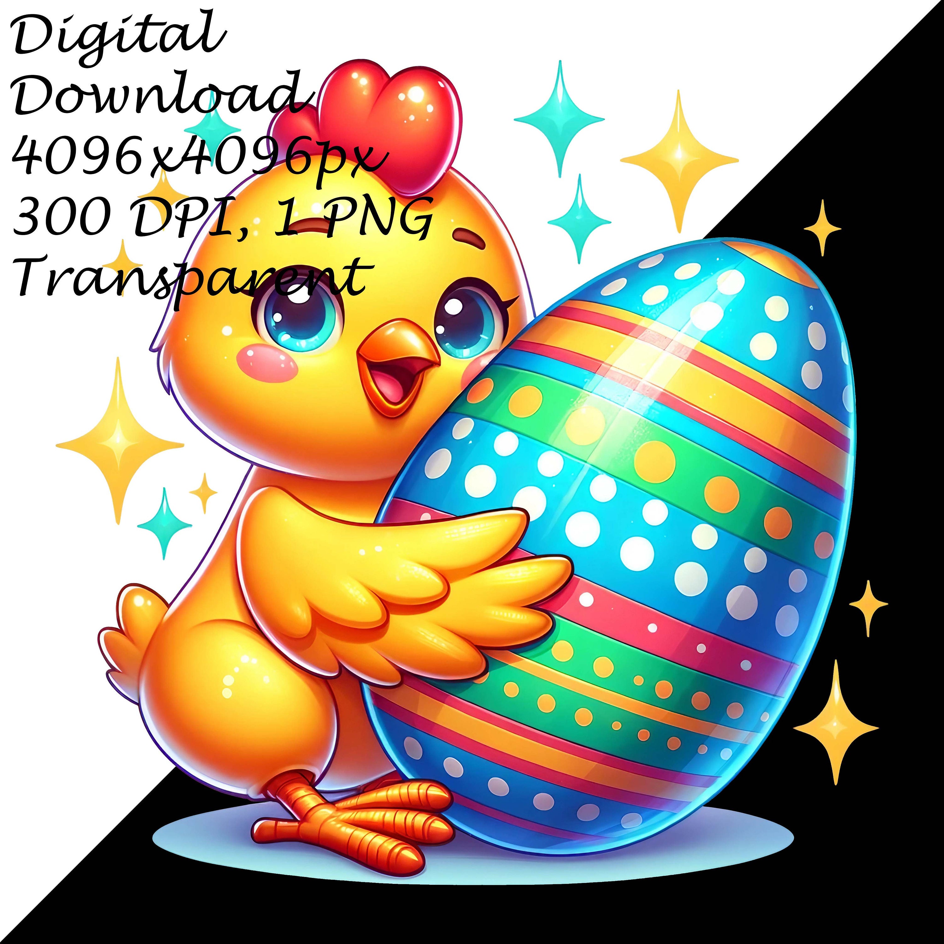 Adorable Easter Chick Clipart - Digital PNG File, Printable Sublimation ...
