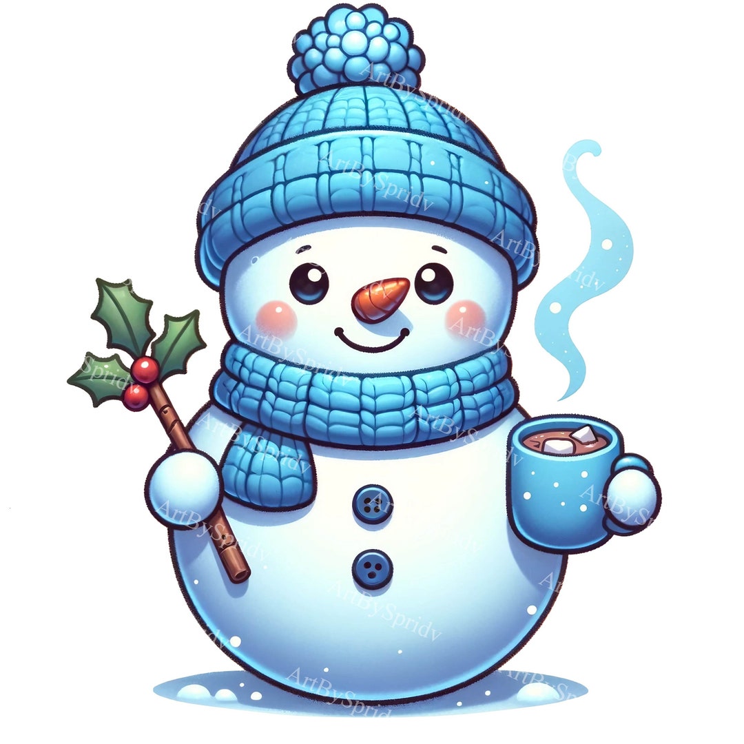 Christmas Snowman With Cup of Coffee-transparent PNG Xmas Clipart ...