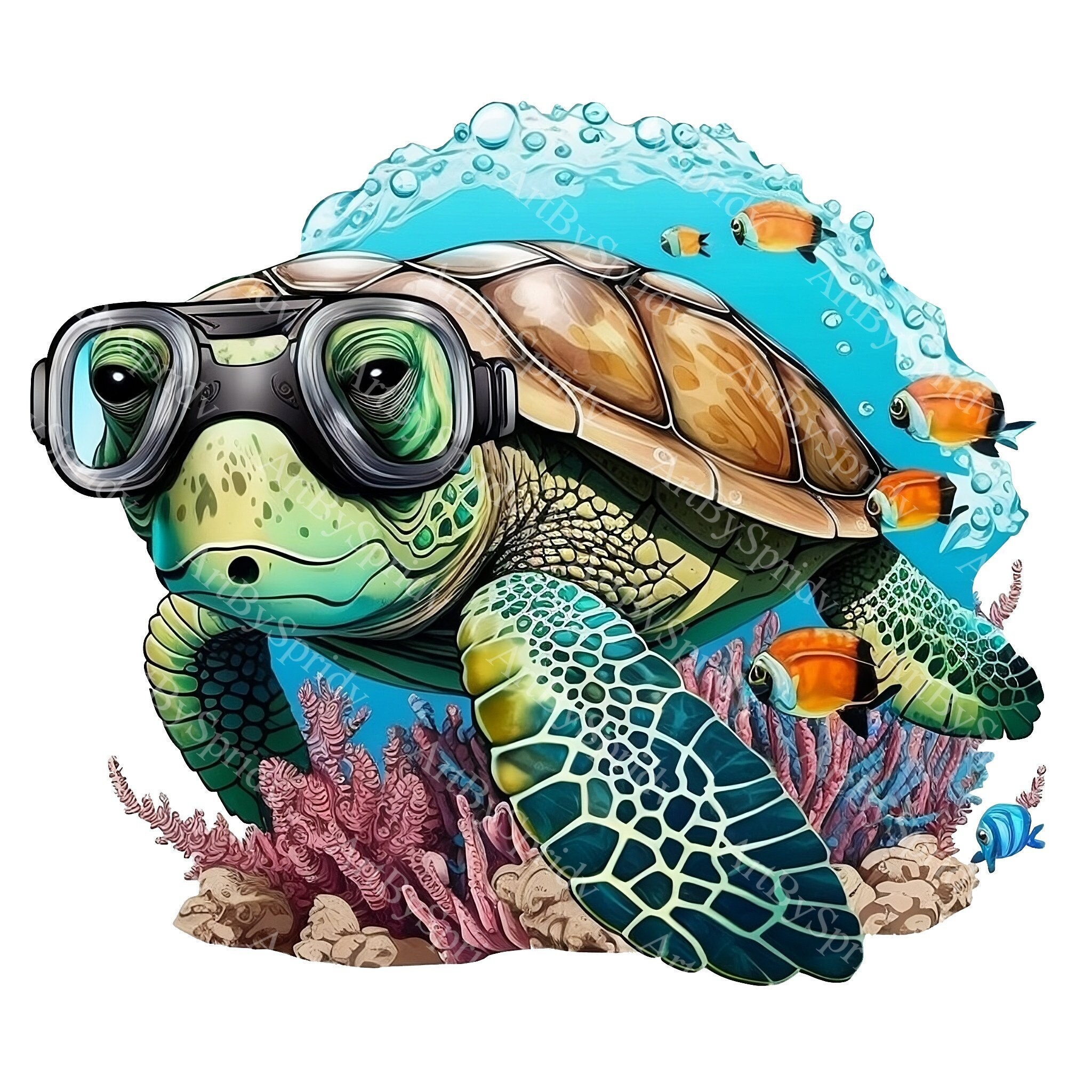 Cute Underwater Sea Turtle PNG Cliparttransparent Animal - Etsy
