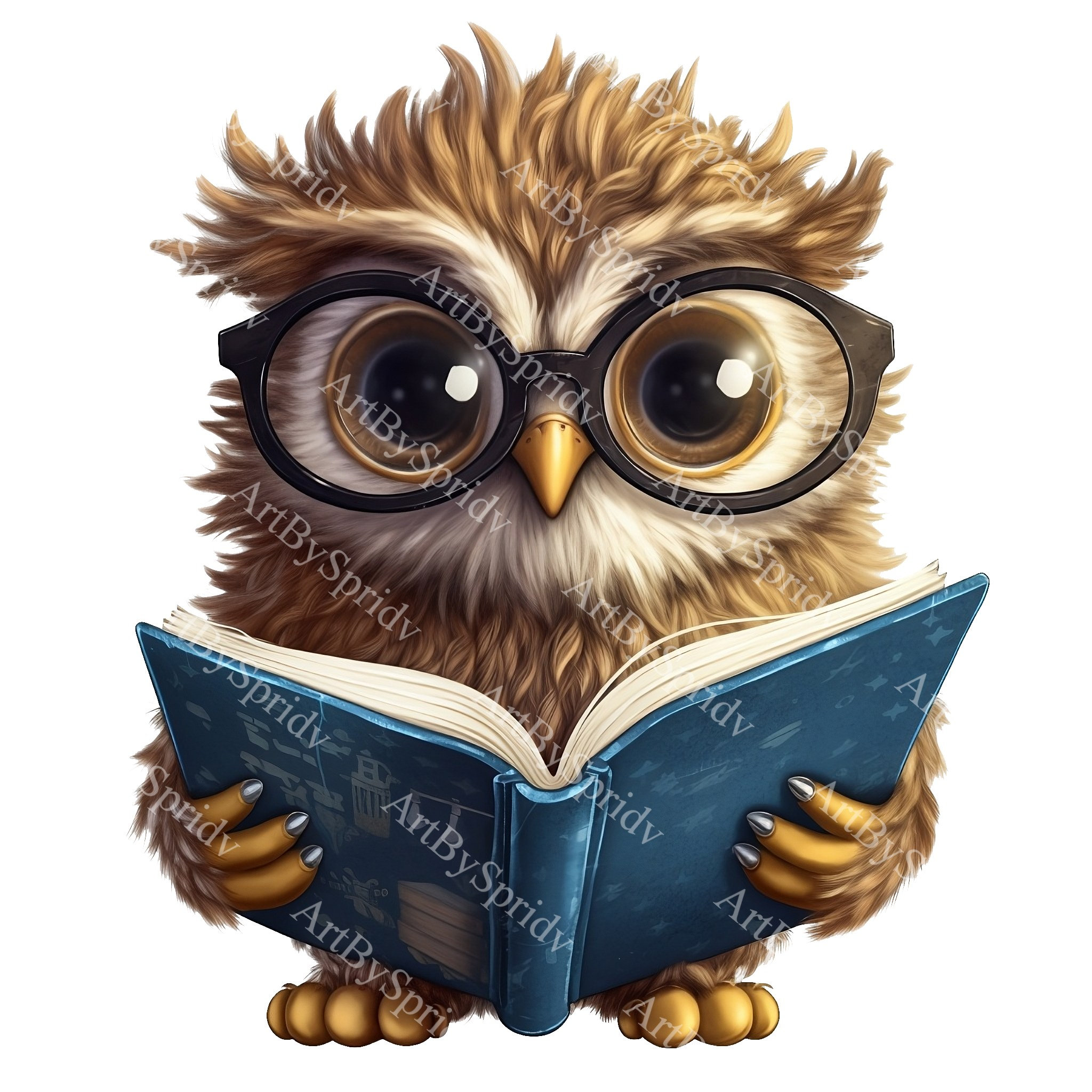 Uilenboek Clipart Eine Illustrierte Cartoon Eule Die In Eine Lupe