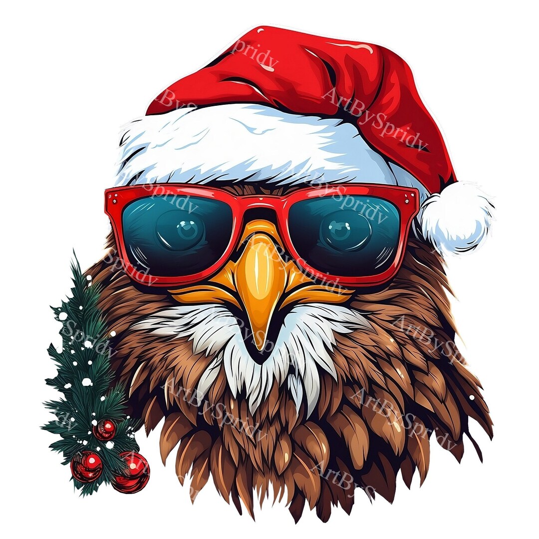 Christmas USA Eagle Santa Hat&sunglasses Transparent PNG Clipart,kids ...