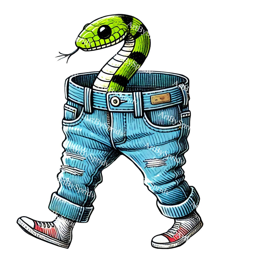 Snake in Jeans Clipart Transparent PNG, Funny Animal Illustration ...