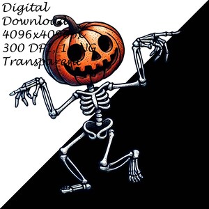 Spooky Halloween Skeleton With Pumpkin Head PNG Clipart,jack O'lantern ...