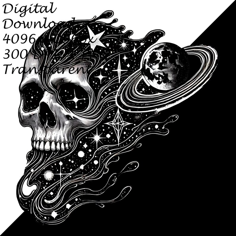 Cosmic Skull Clipart, Galaxy Skeleton Illustration PNG, Space & Stars ...