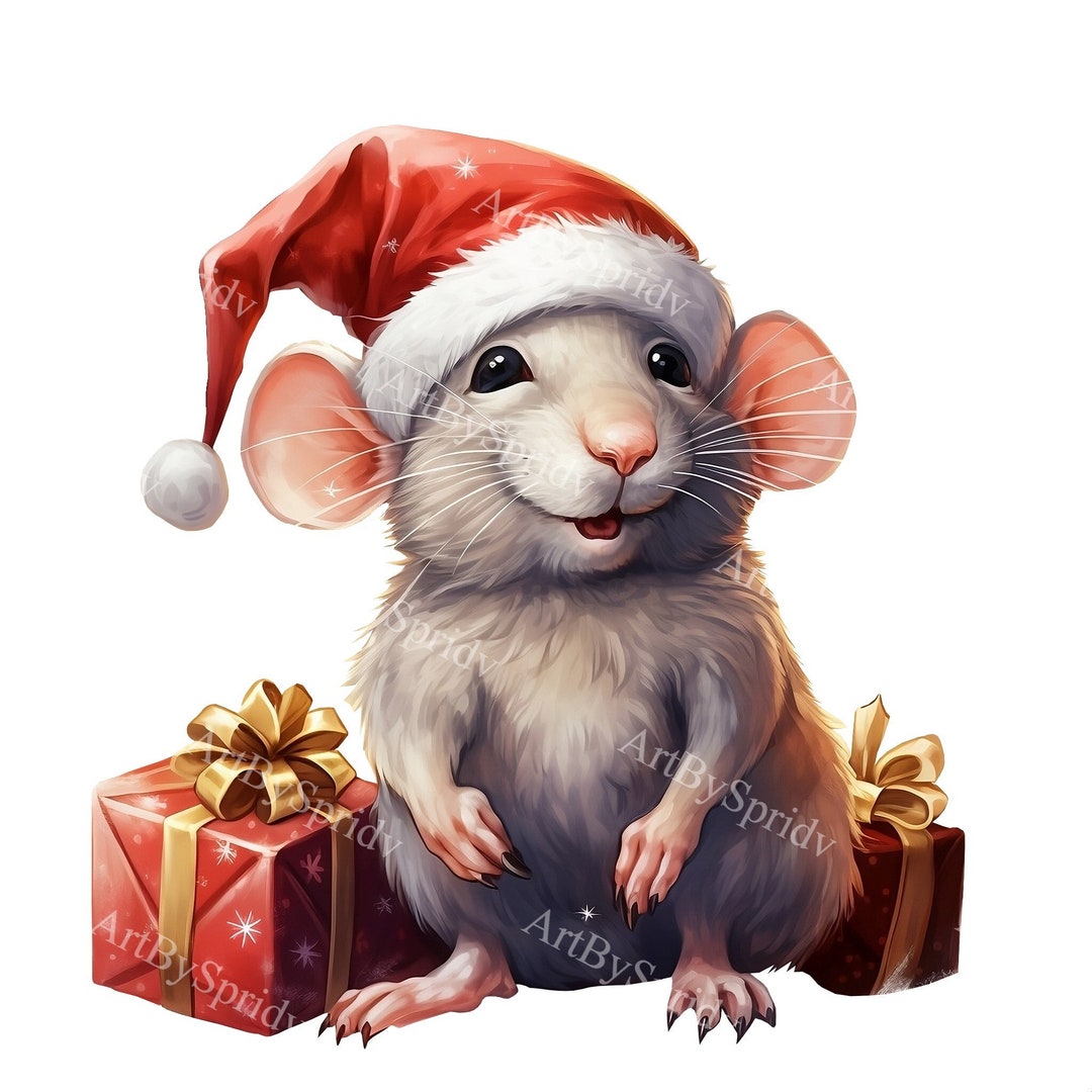 Süße Ratte mit Weihnachtsmannmütze Transparente PNG Clipart, Cartoon ...