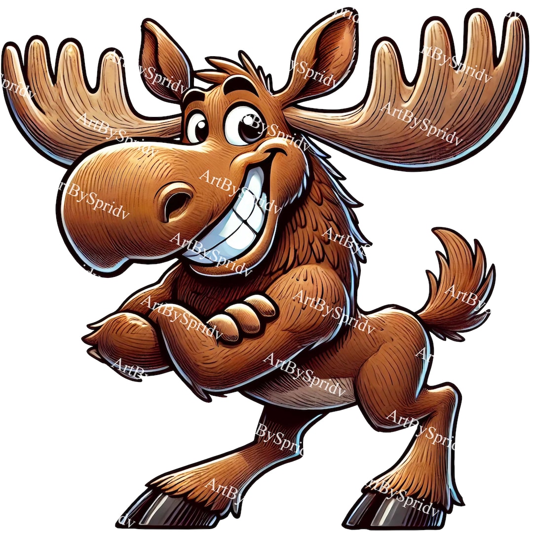 Cartoon Moose PNG, Playful Smiling Moose Clipart, Cute Forest Animal ...